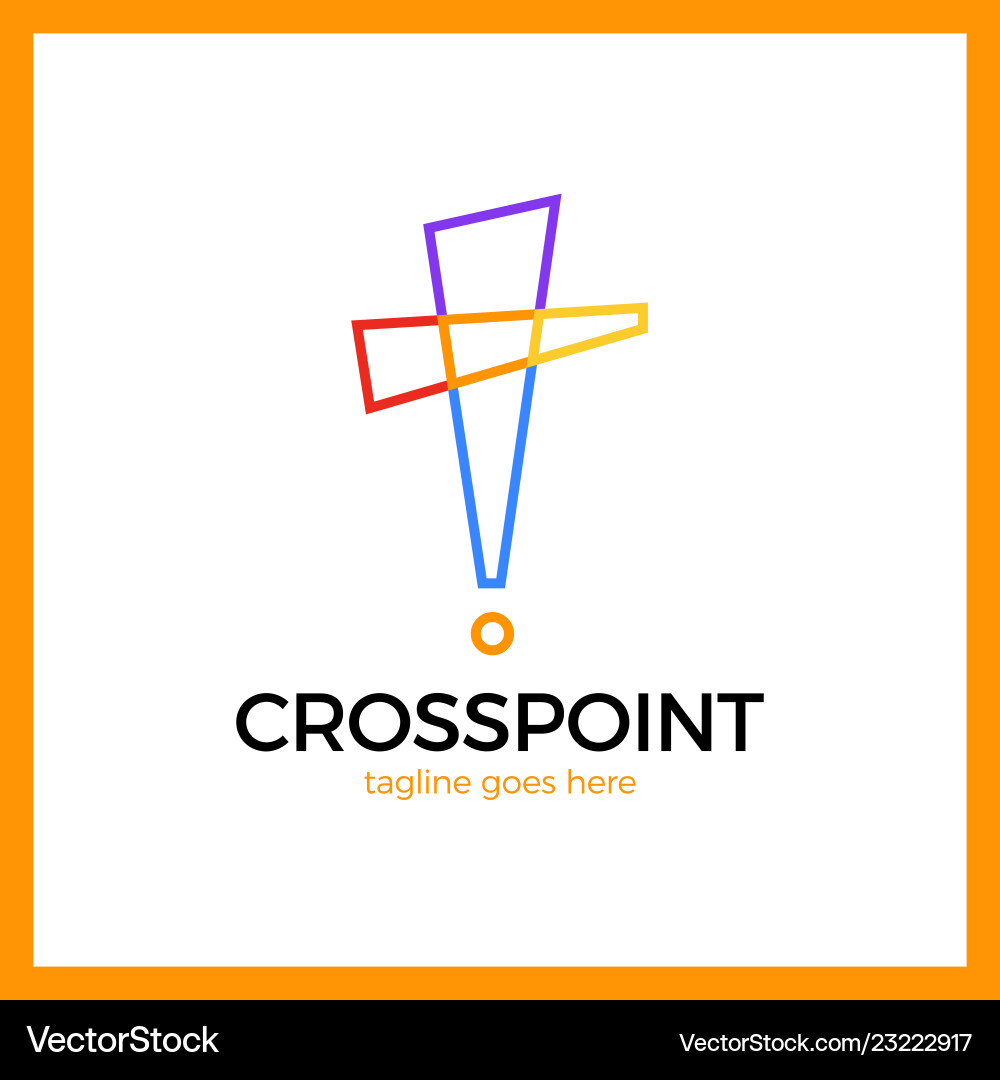 Cross point logotype church pin Royalty Free Vector Image