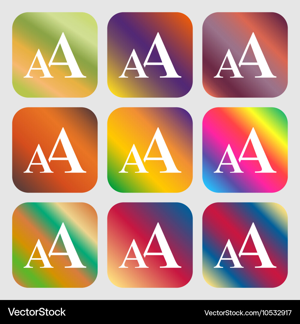 Enlarge font aa icon sign nine buttons Royalty Free Vector