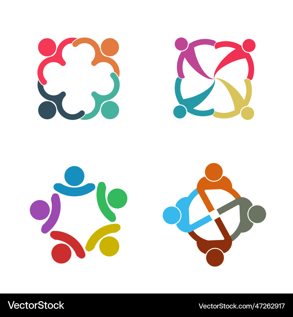 Group people logo handshake in a circleteamwork Vector Image