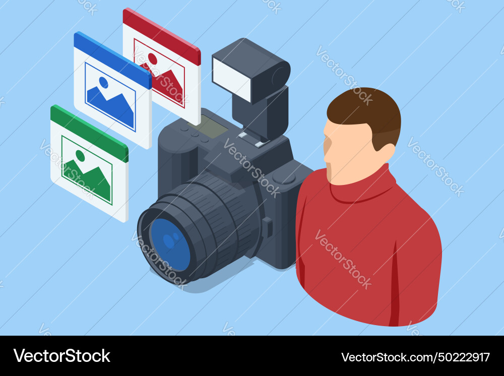 Isometric professional dslr photo camera digital Vector Image