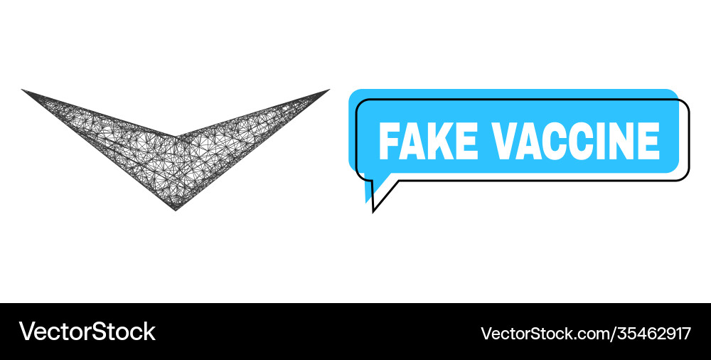Misplaced fake vaccine message balloon and net Vector Image