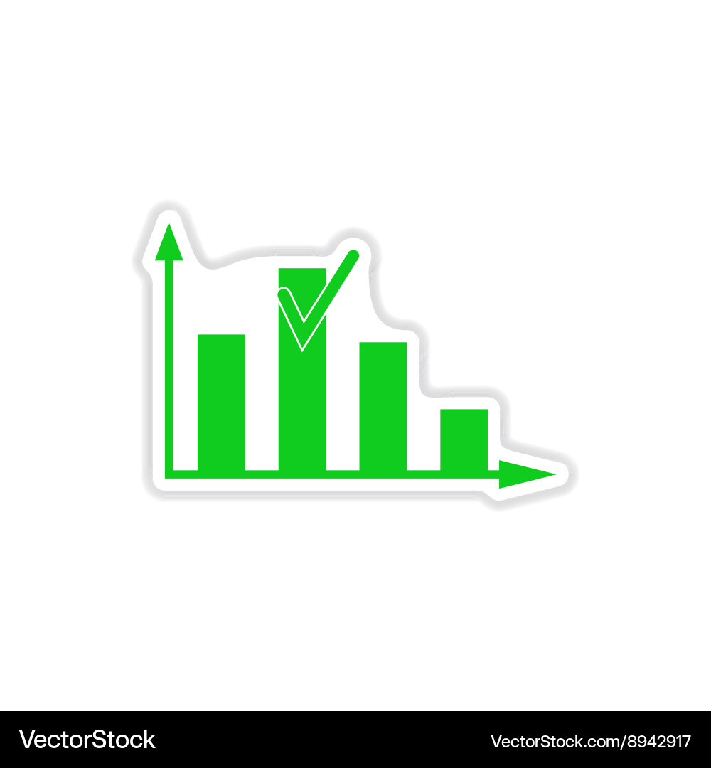 Paper sticker on white background money graph Vector Image