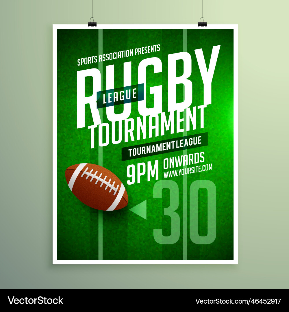 Rugby league game flyer design invitation template