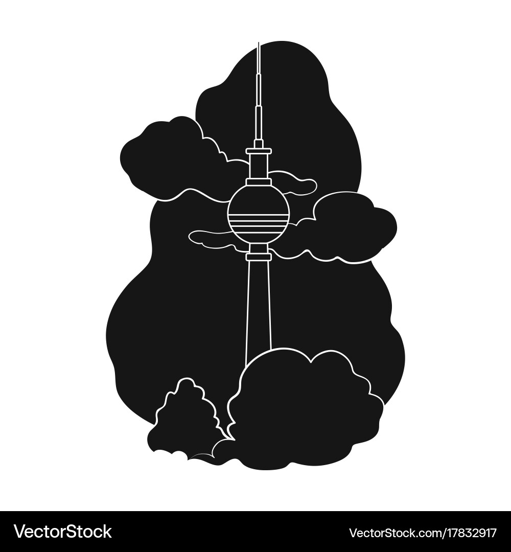 Tower single icon in black styletower Royalty Free Vector