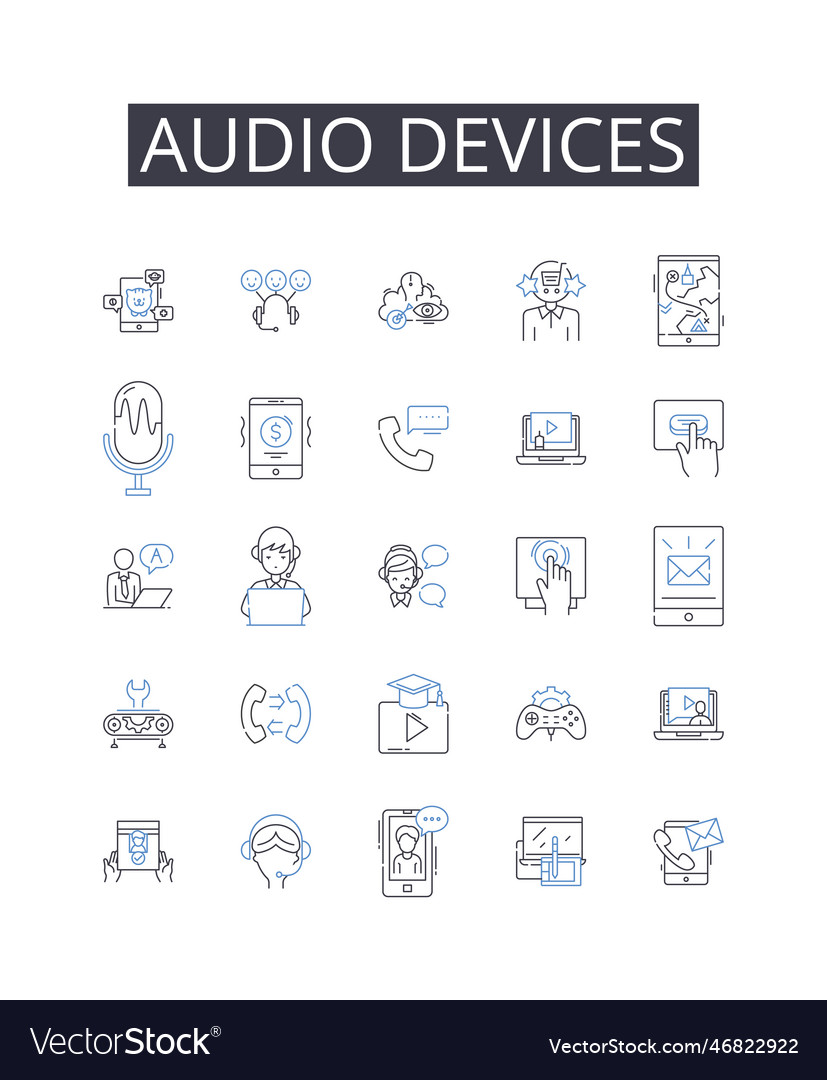 Audio devices line icons collection text messages Vector Image Audio devices line icons collection text messages Vector Image