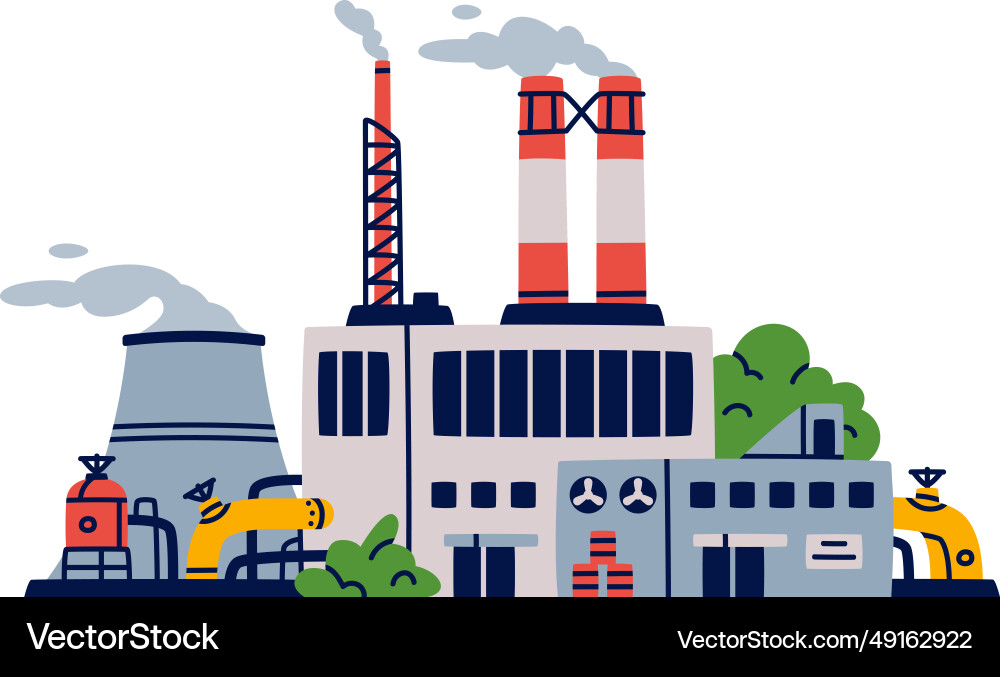 Factory as industrial manufacturing building Vector Image