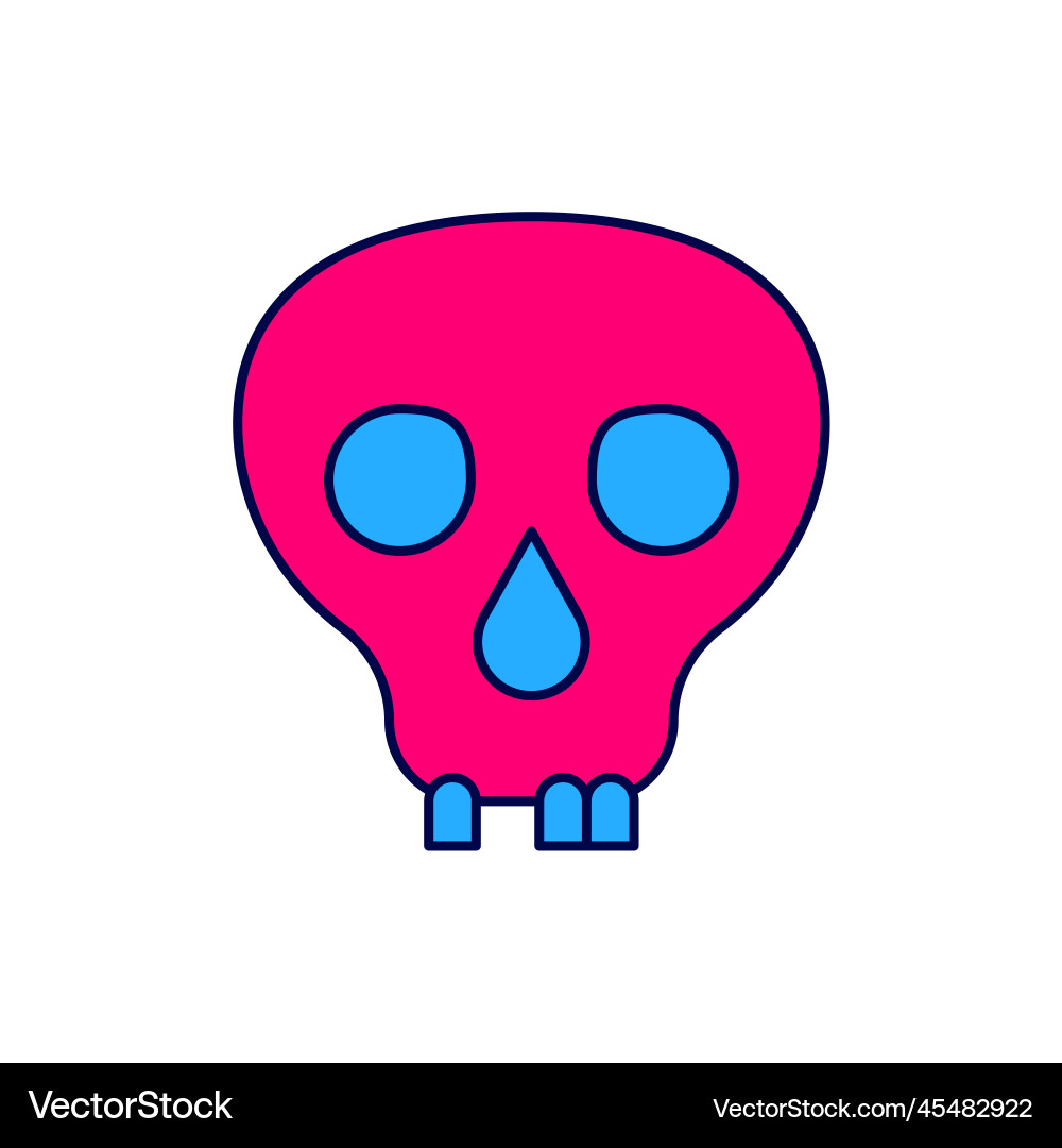 Filled outline skull icon isolated on white Vector Image