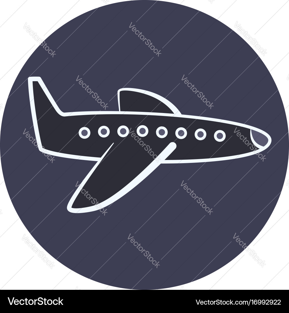 Flat cartoon plane icon airplane symbol Royalty Free Vector