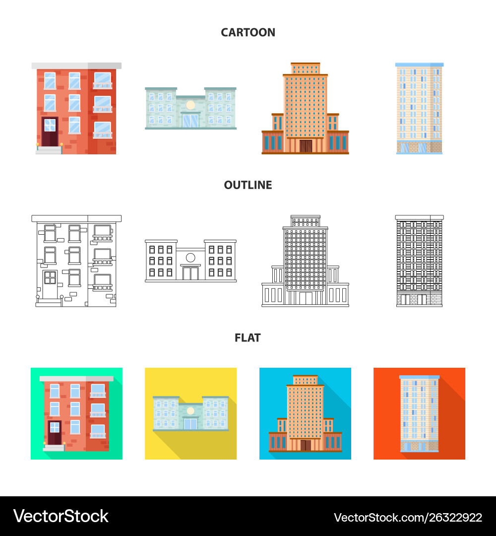 Isolated object municipal and center icon set Vector Image