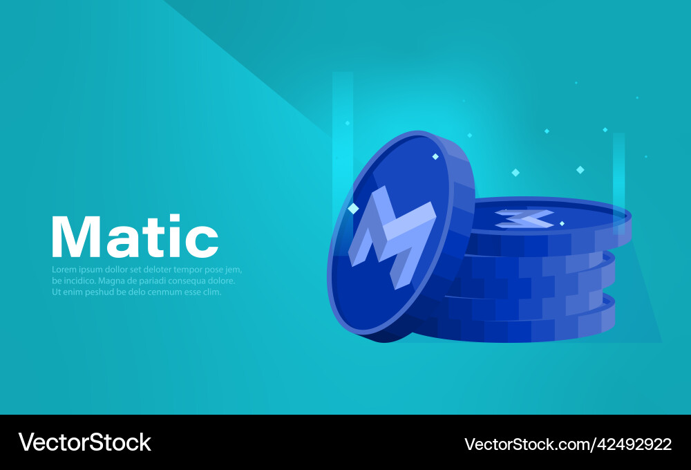 Matic crypto currency banner coin concept Vector Image