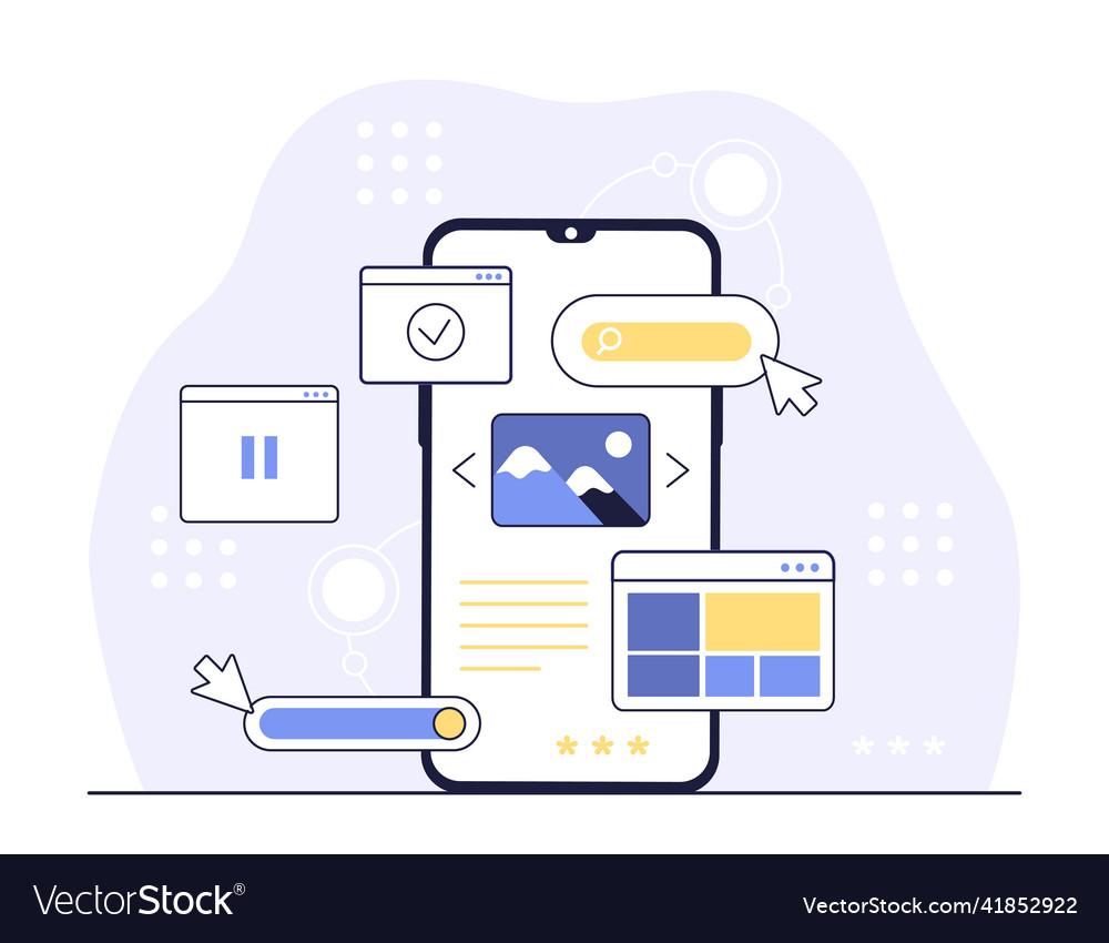 Mobile ui ux development Royalty Free Vector Image