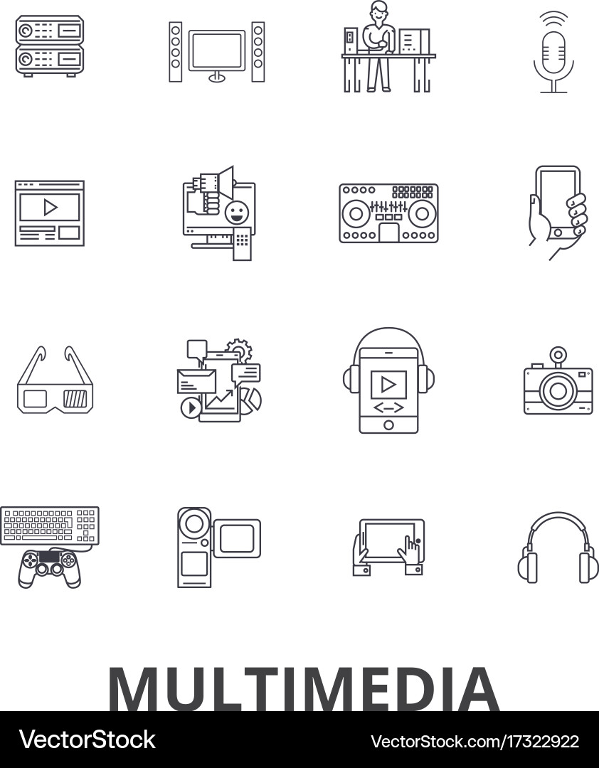 Multimedia media video internet film computer Vector Image