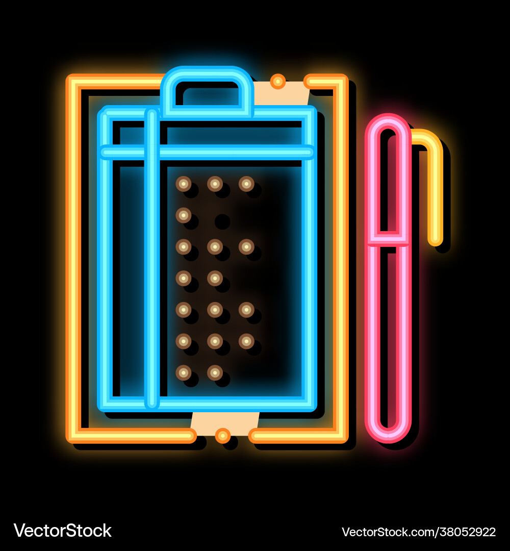 Pen and list neon glow icon Royalty Free Vector Image