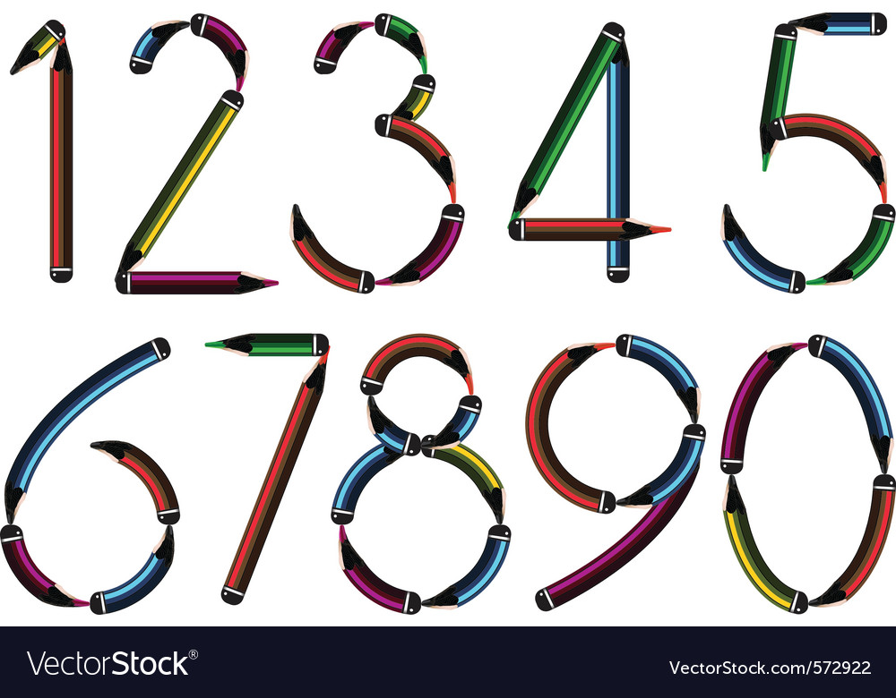 Pencil numbers Royalty Free Vector Image - VectorStock