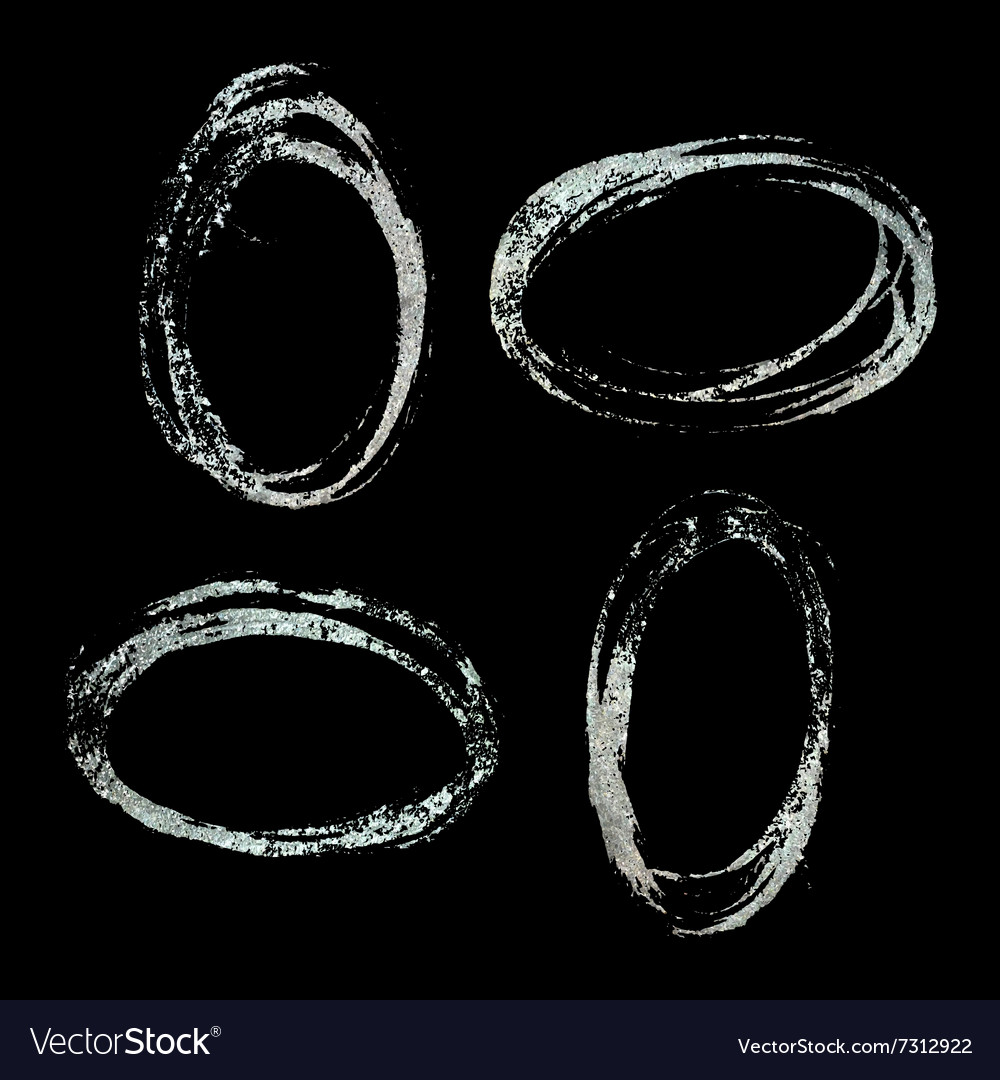 Set four oval silver textured frames Royalty Free Vector