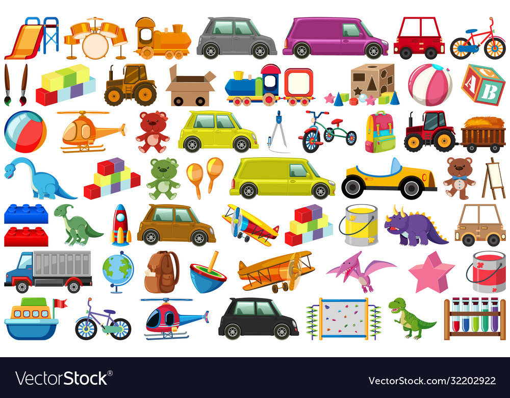 Set various objects cartoon Royalty Free Vector Image