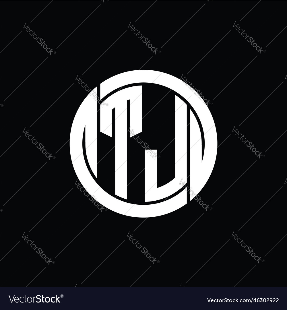 Tj logo monogram shield inside circle shape Vector Image