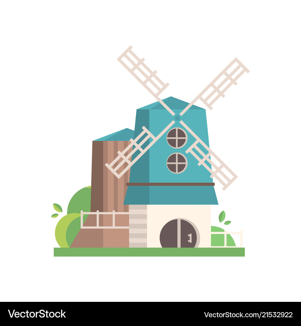 Traditional rural windmill building with blue Vector Image