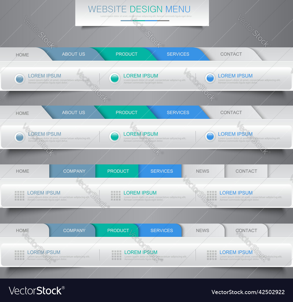 Web site design menu navigation elements Vector Image