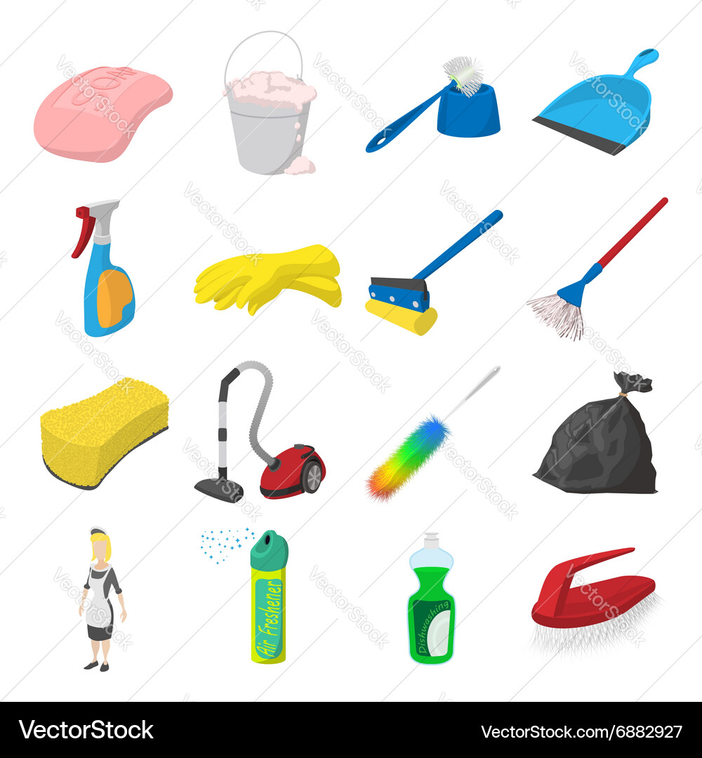 Cleaning cartoon icons Royalty Free Vector Image