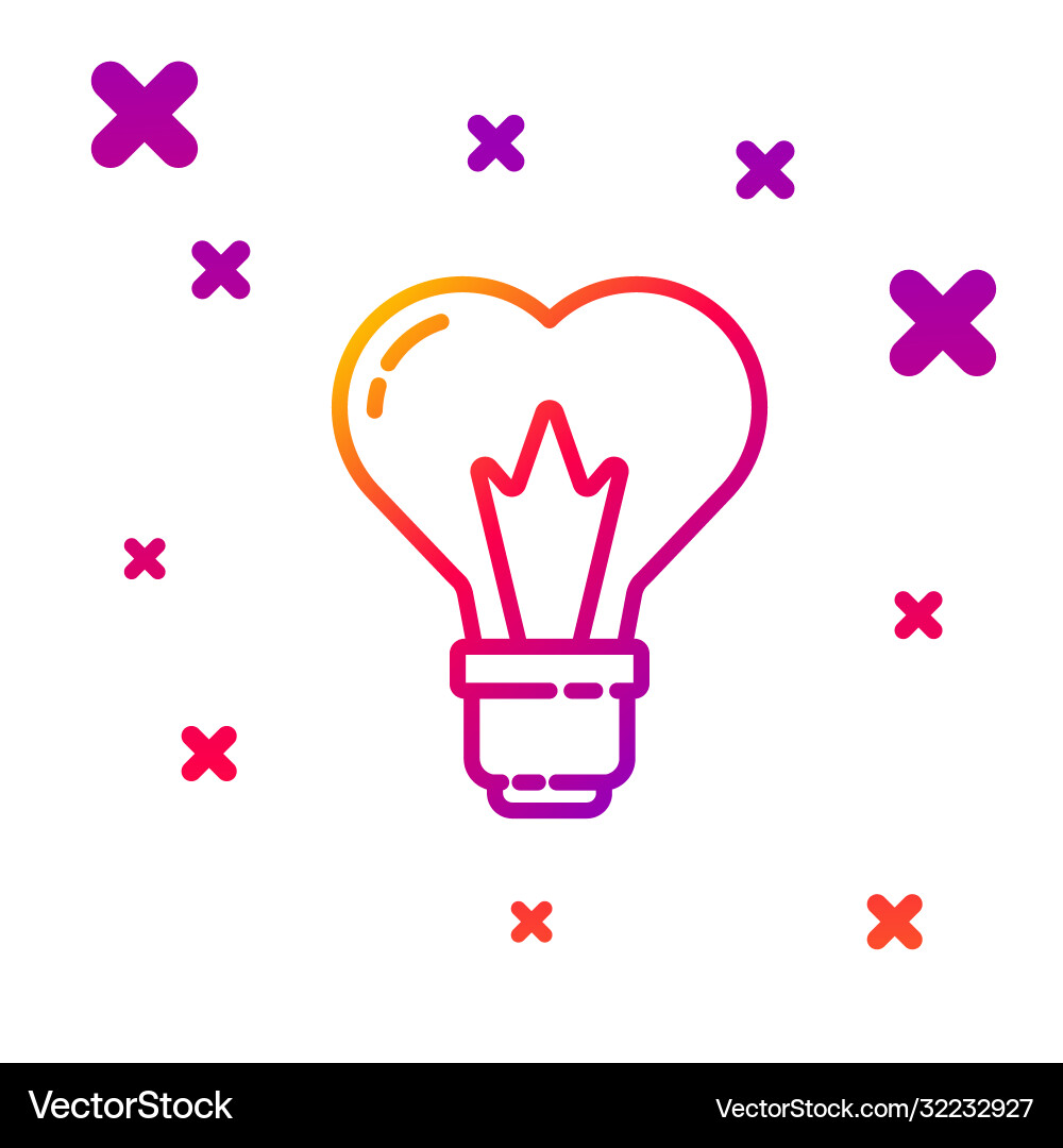 Color line heart shape in a light bulb icon Vector Image