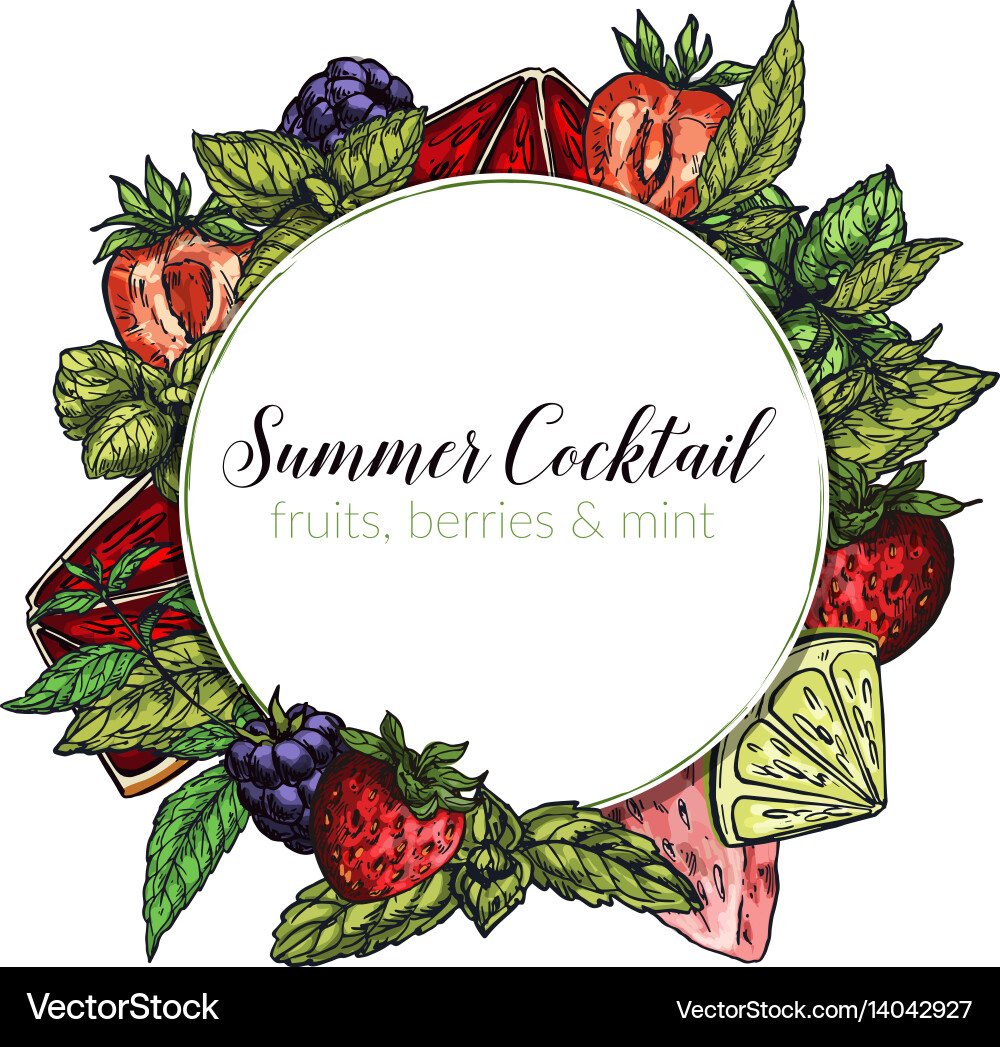 Colorful realistic round frame composed of berries