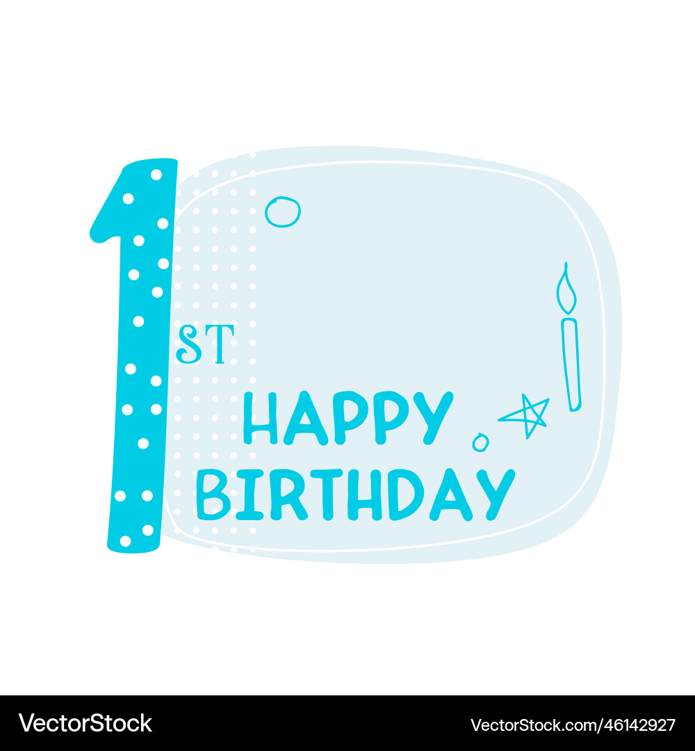 Cute first happy birthday card design Royalty Free Vector