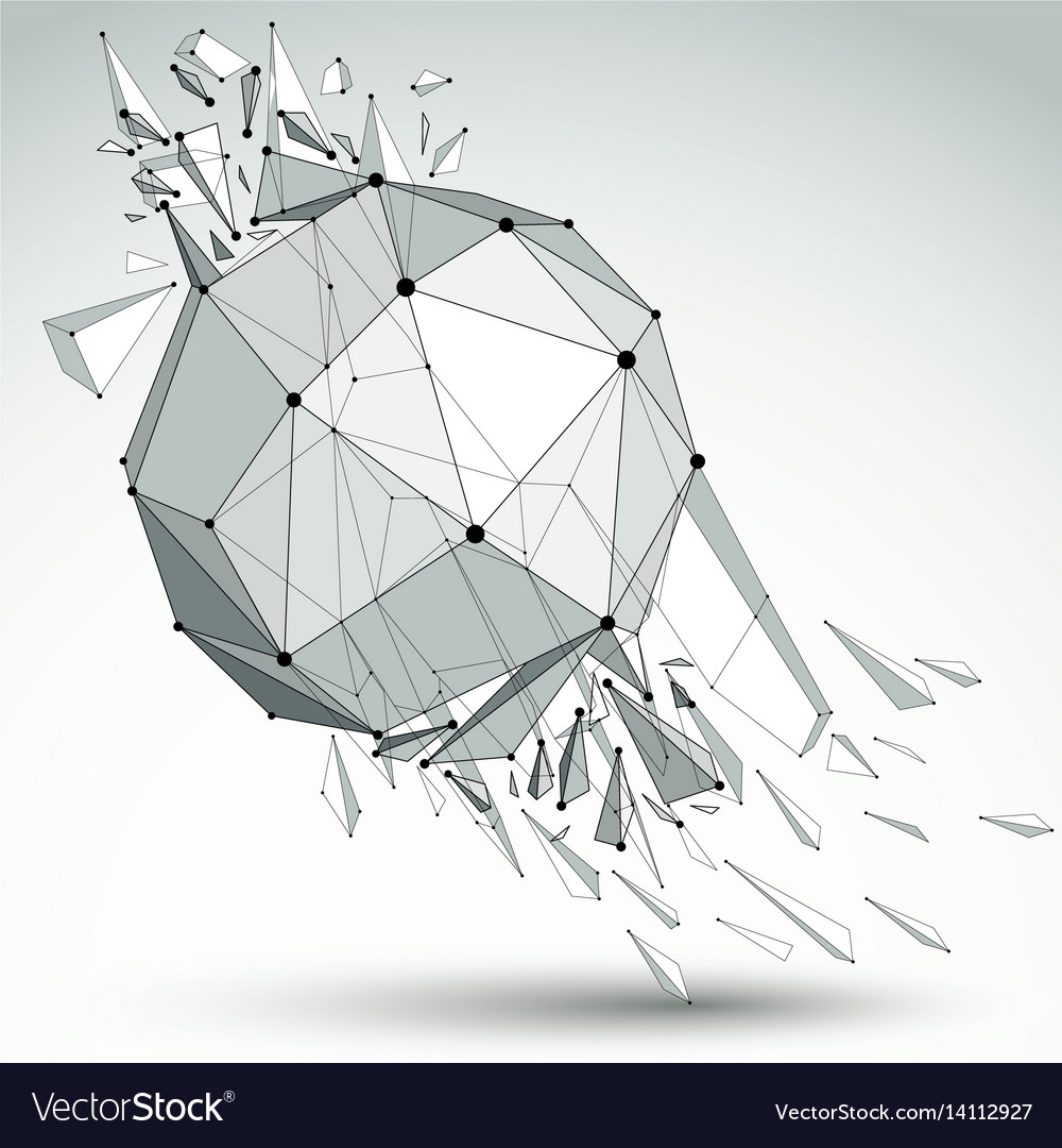 Dimensional wireframe grayscale object spherical Vector Image