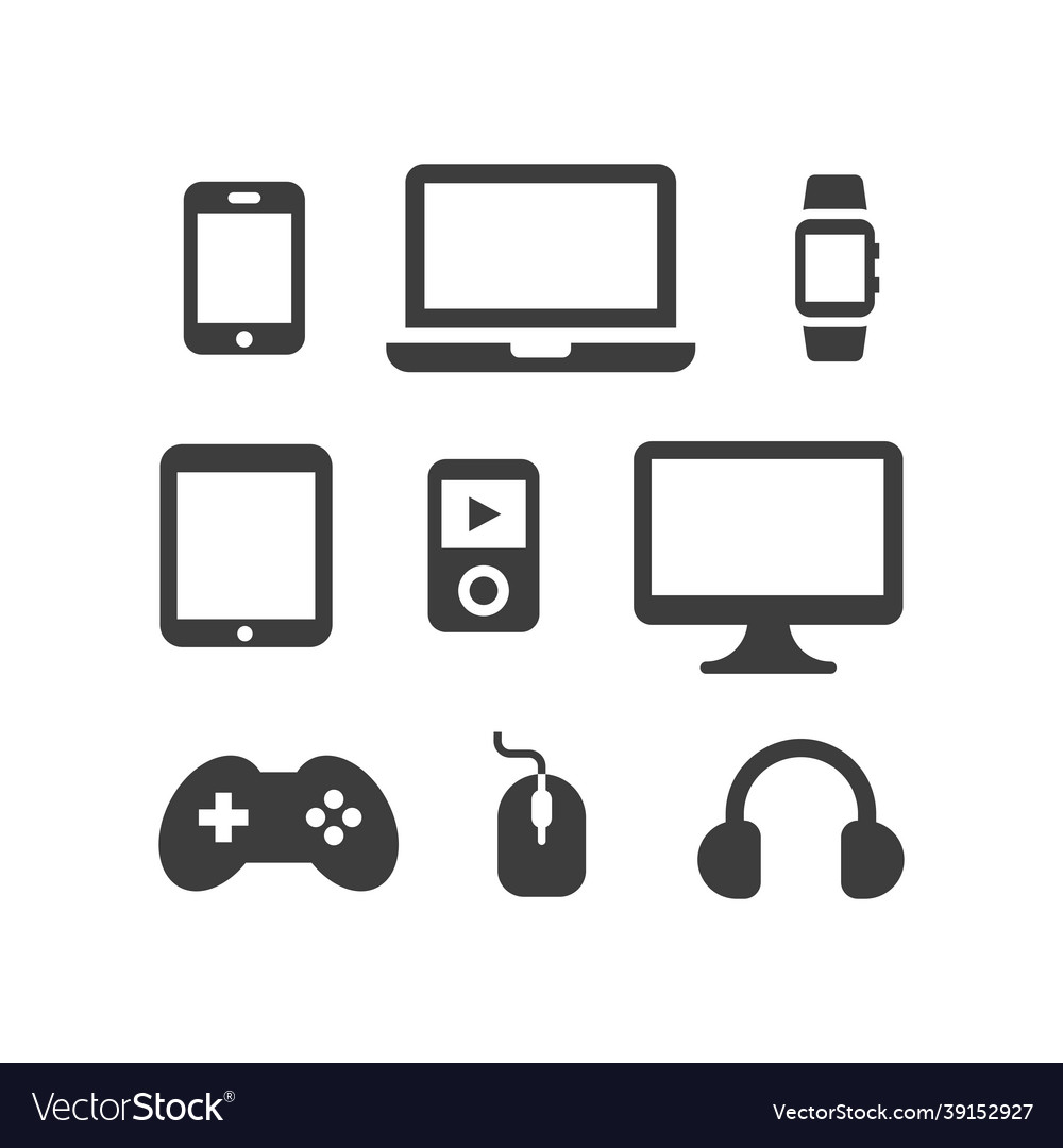 Electronic computer devices icon set Royalty Free Vector