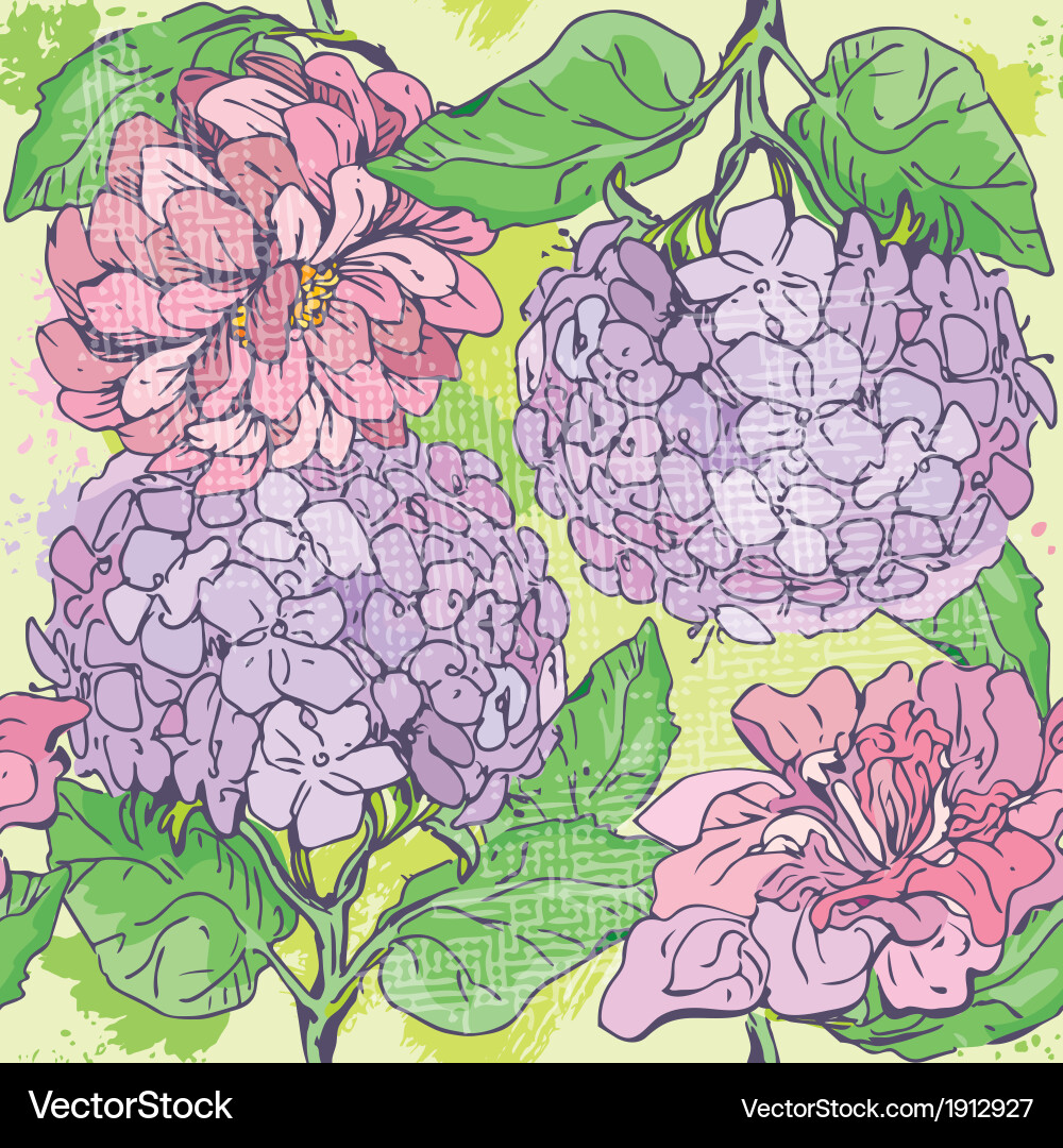 Floral Seamless Pattern with hand drawn flowers Vector Image