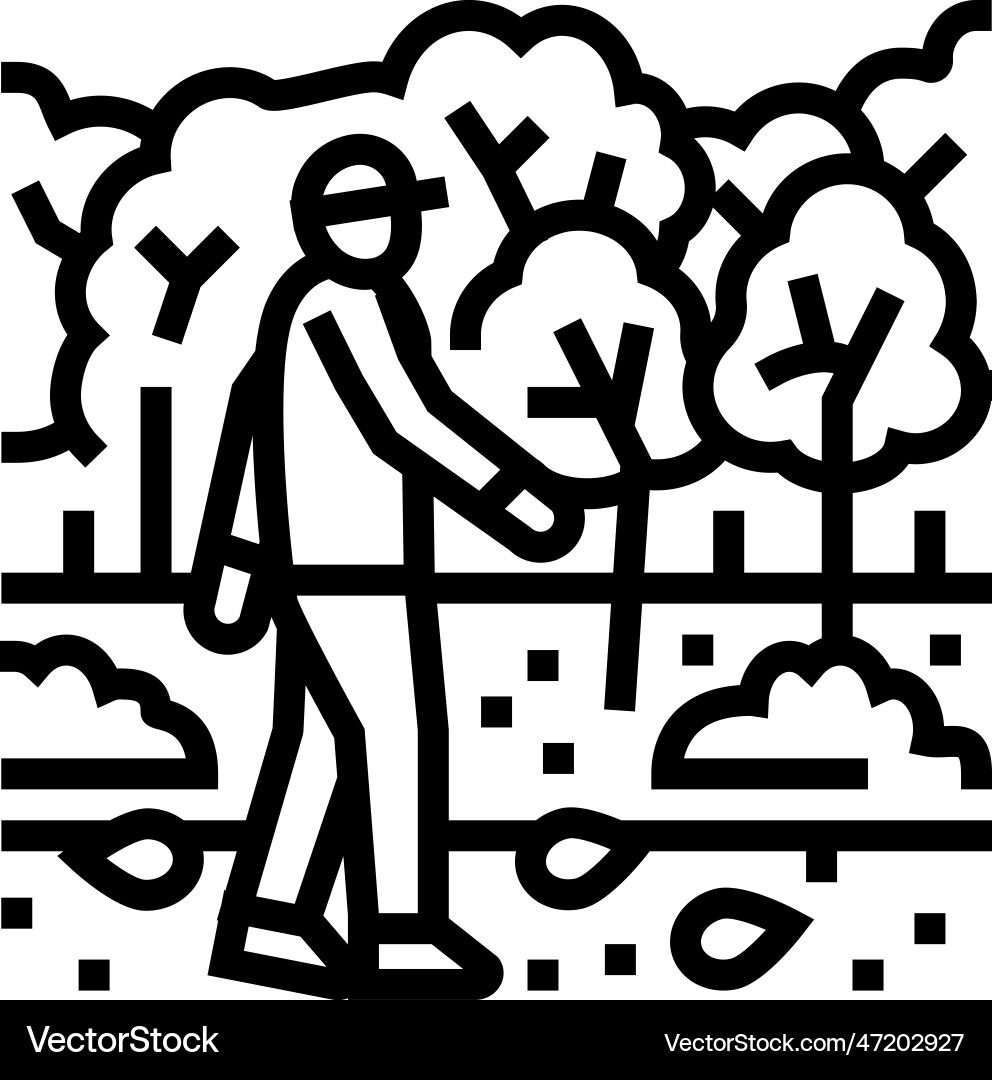 Forest walk autumn season line icon Royalty Free Vector