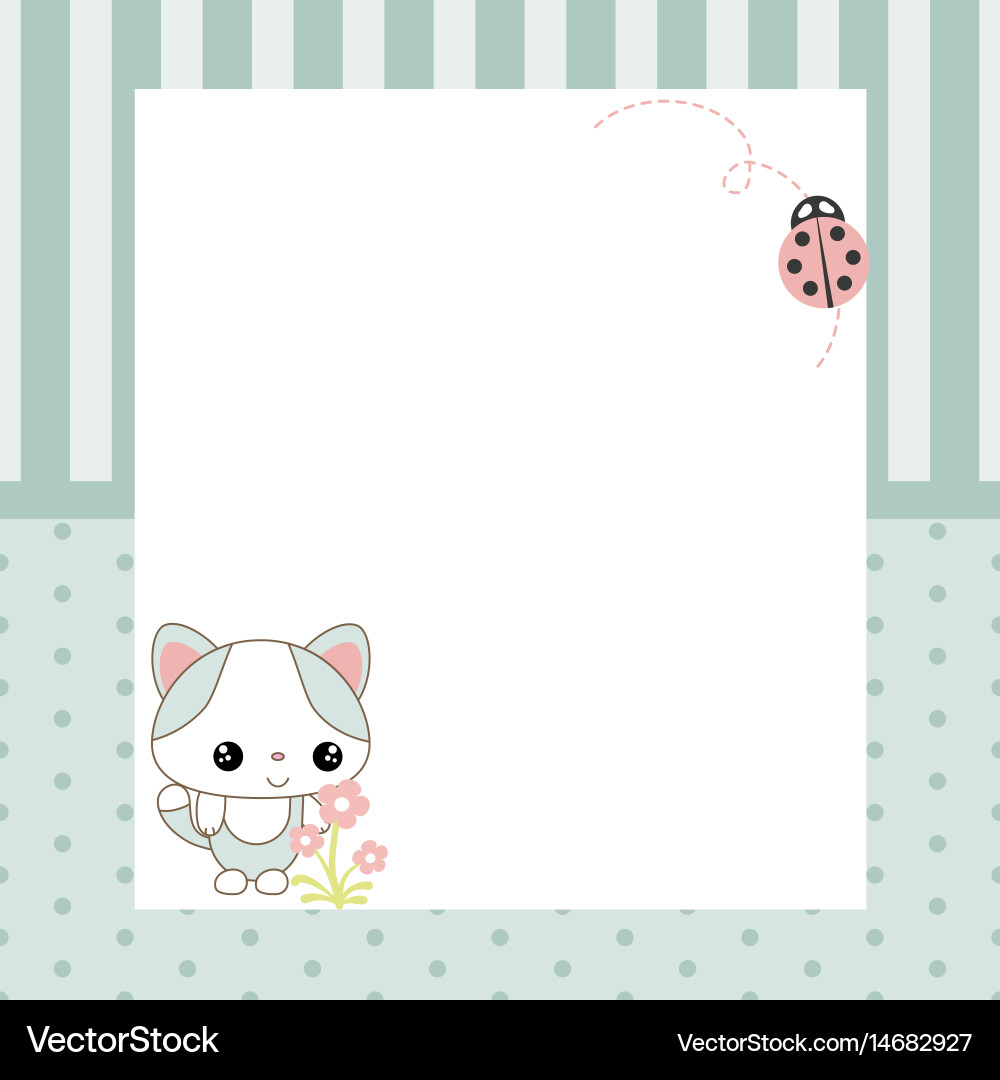Greeting card with cartoon cat Royalty Free Vector Image