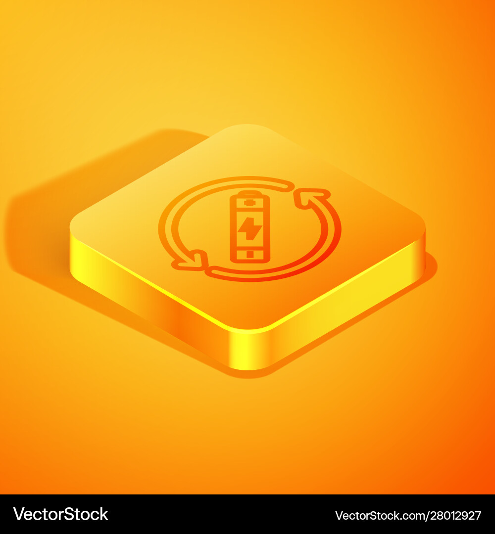 Isometric line battery with recycle symbol line Vector Image