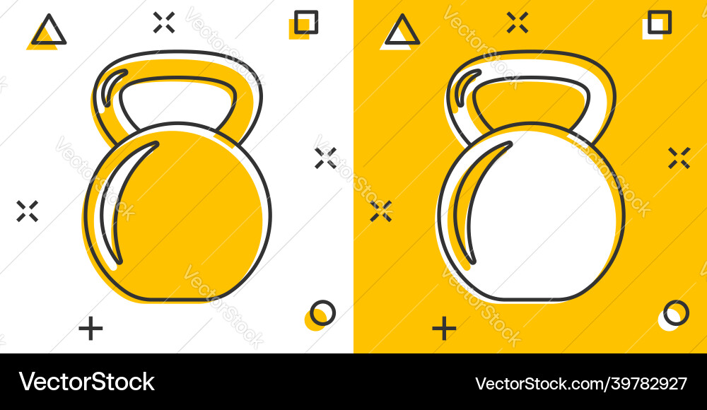 Kettlebell icon in comic style barbell sport Vector Image