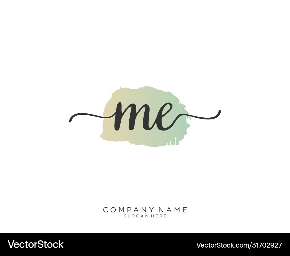 Me initial handwriting logo design Royalty Free Vector Image