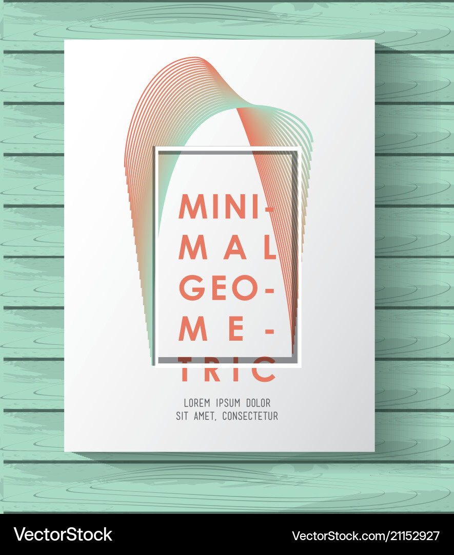 Minimal geometric template with wooden background Vector Image