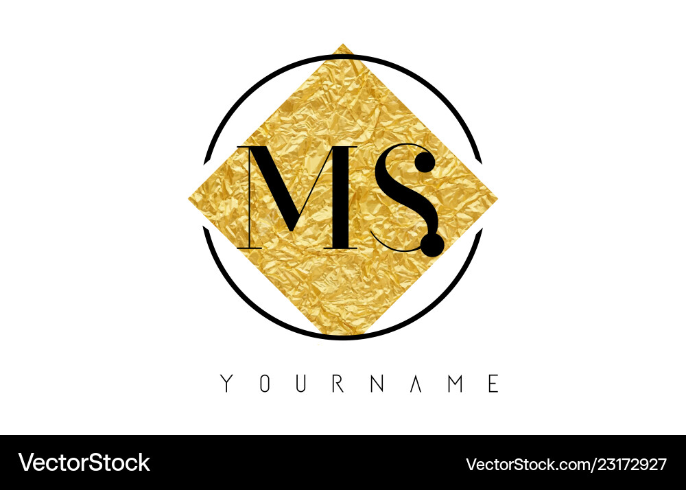 Ms letter logo with golden foil texture Royalty Free Vector