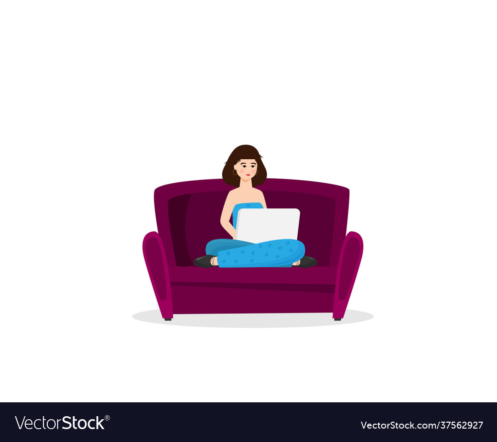 Woman is working on development flat Royalty Free Vector