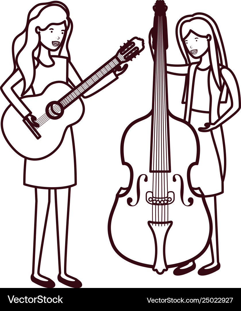 Women with musical instruments character Vector Image