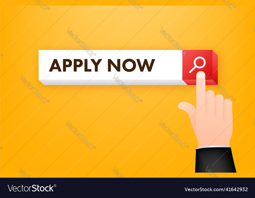 Apply now button on search bar pointer click Vector Image
