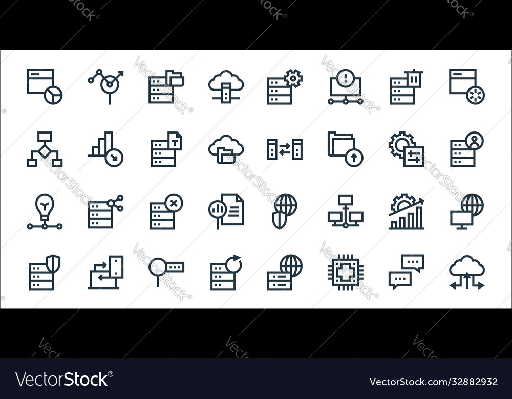 Big data line icons linear set quality Royalty Free Vector