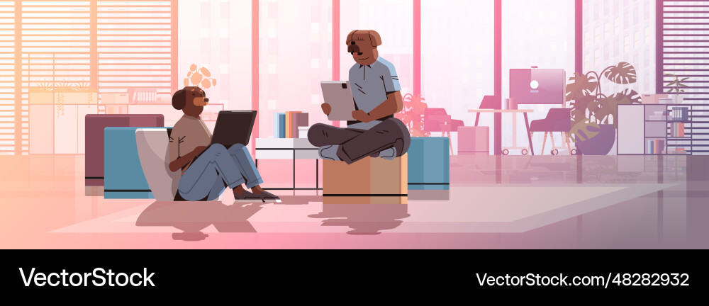 Business dogs working in office animals formal Vector Image