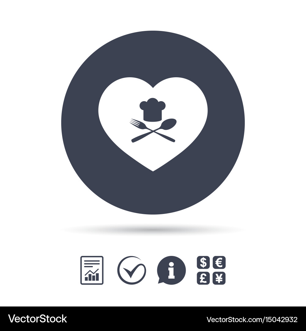 Chef hat sign icon love cooking symbol Royalty Free Vector