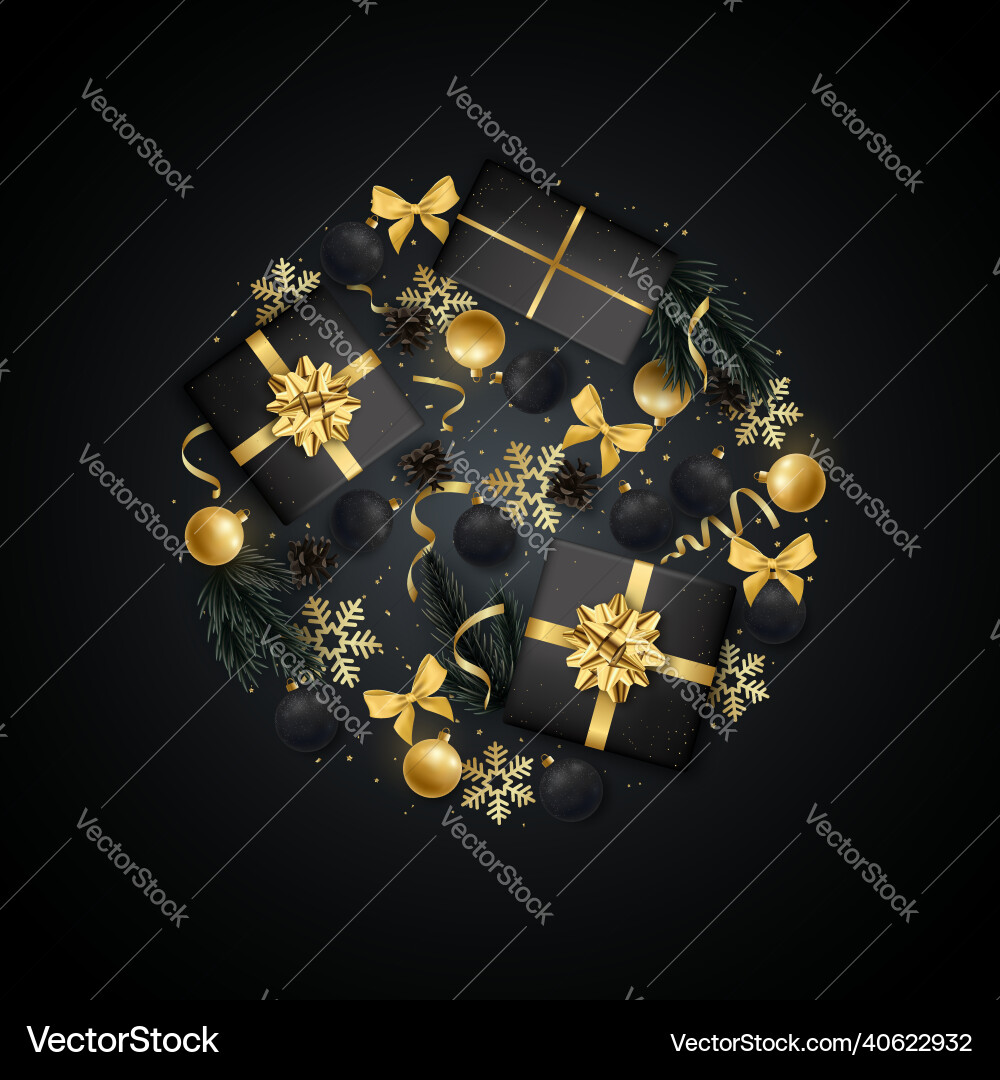 Christmas greeting card flat lay composition Vector Image
