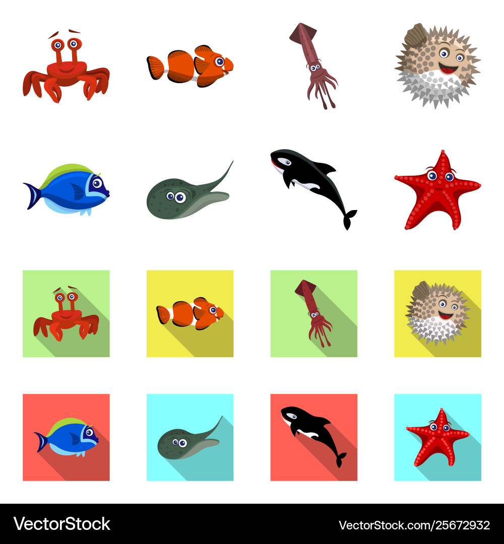 Design sea and animal logo set Royalty Free Vector Image