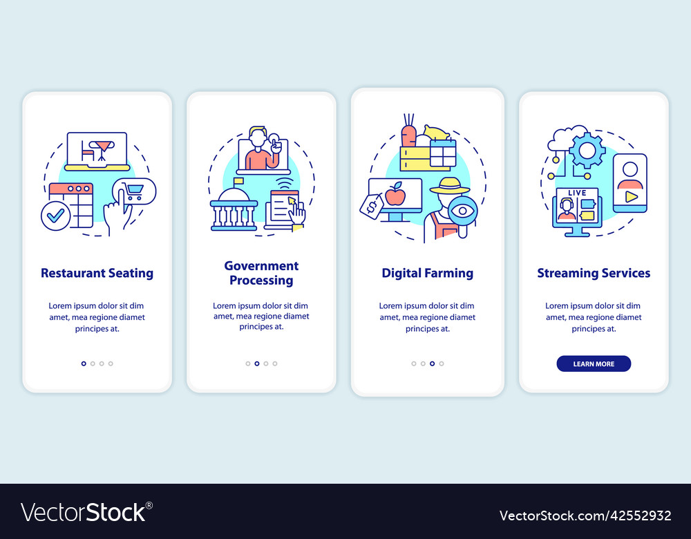 Digital first services onboarding mobile app Vector Image
