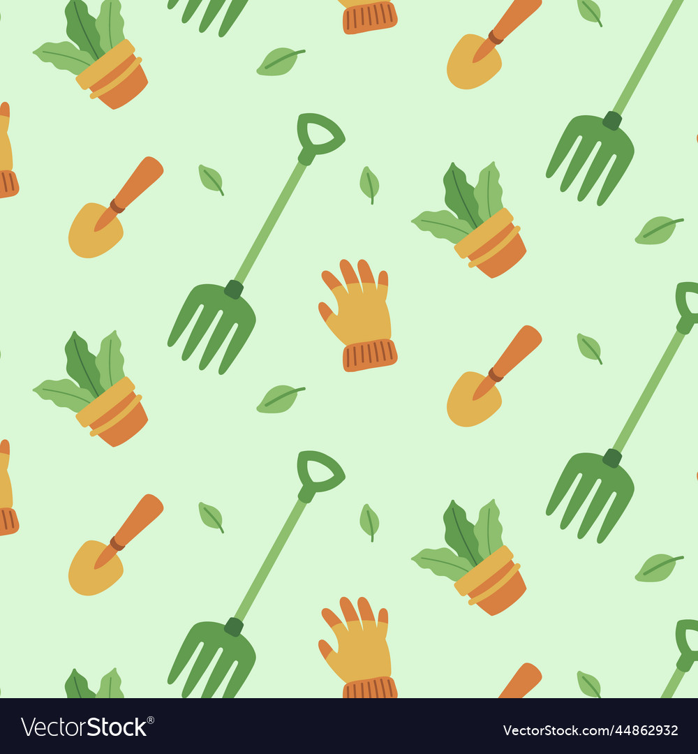 Hand drawn texture gardening pattern Royalty Free Vector