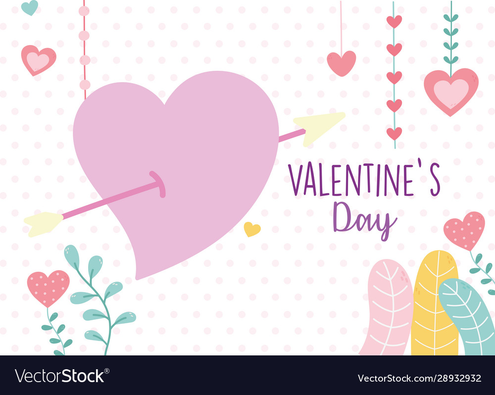 Happy valentines day heart pierced arrow hearts Vector Image