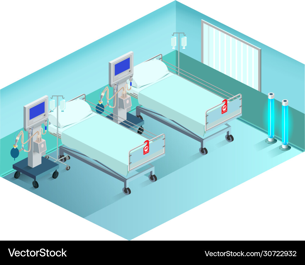 Intensive care unit medical ward with ventilator Vector Image
