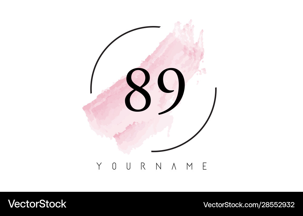Number 89 watercolor stroke logo design Royalty Free Vector